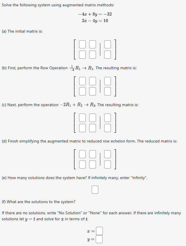Solved Solve the following system using augmented matrix | Chegg.com