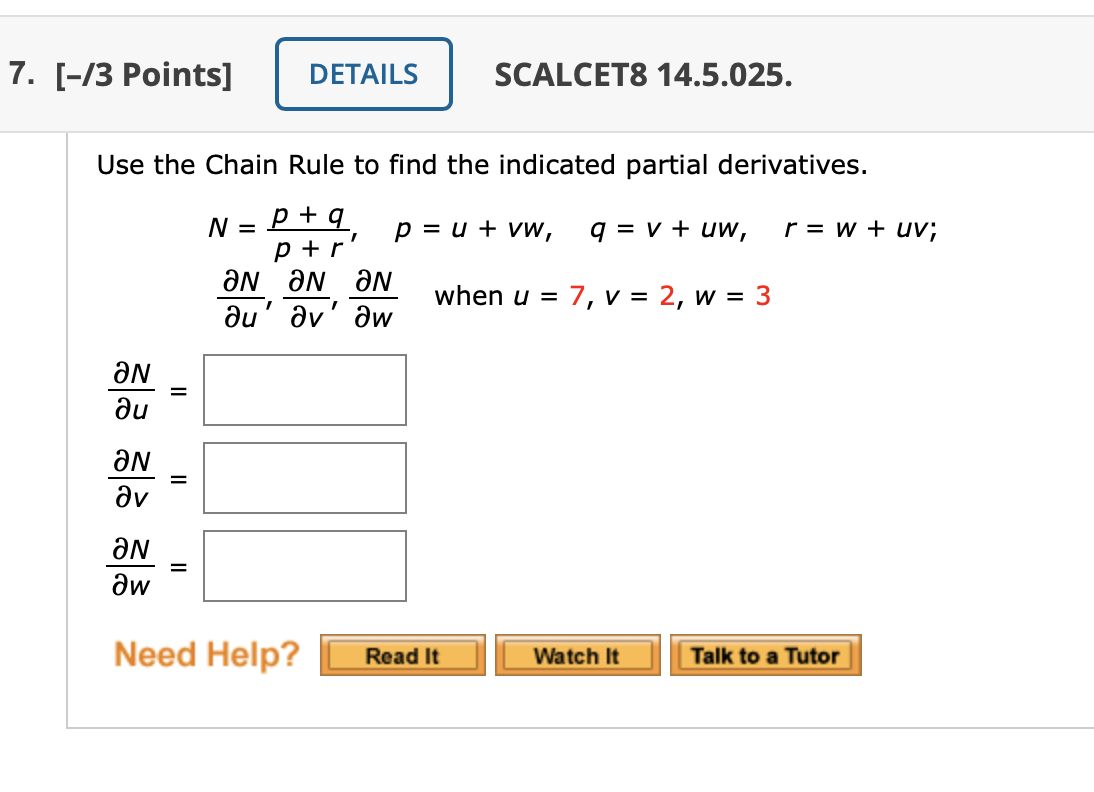 Solved 7. [-13 Points] DETAILS SCALCET8 14.5.025. Use the | Chegg.com