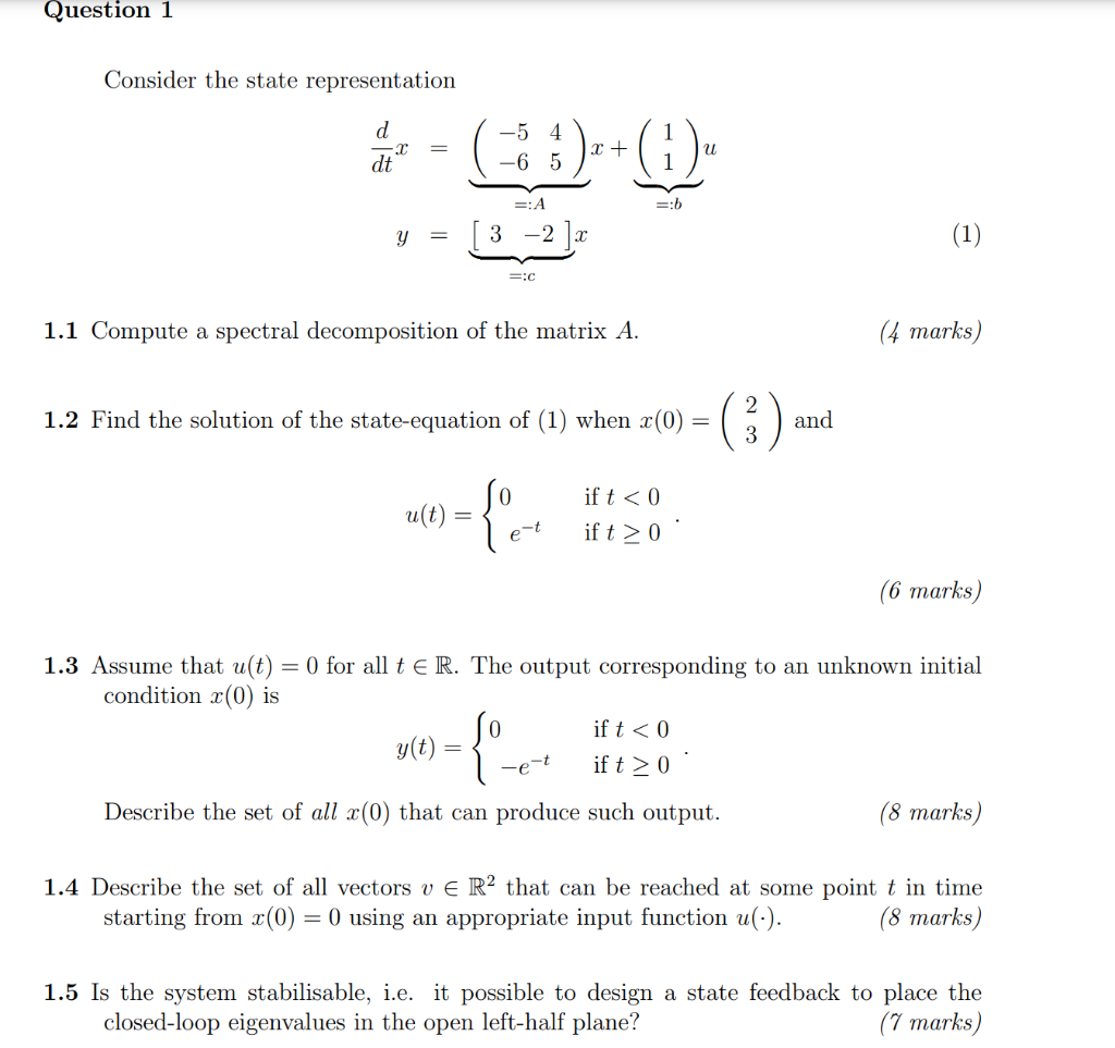 Consider the state representation | Chegg.com