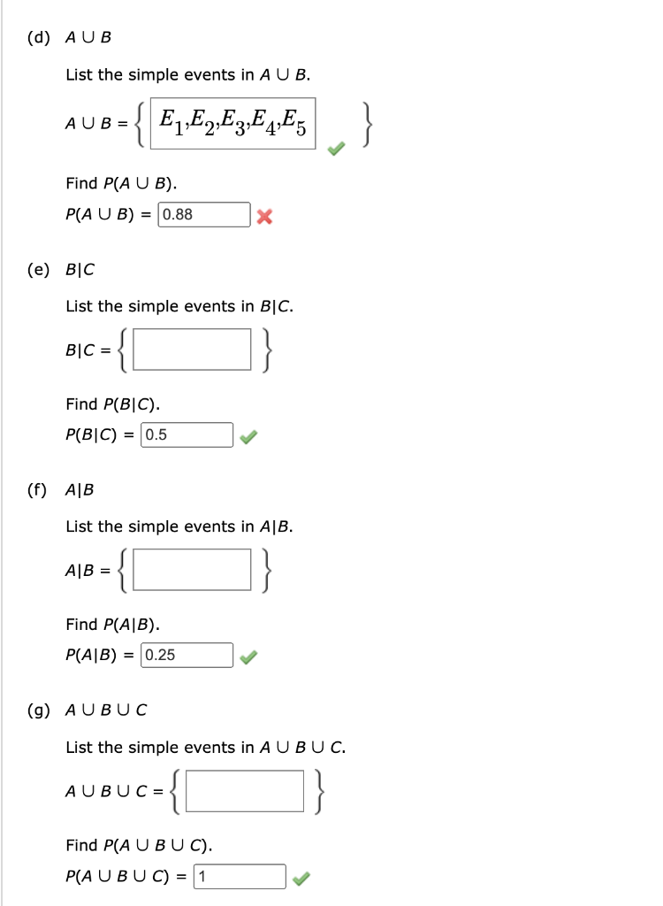 Solved A:E2,E5P(A)=0.4 B:E1,E3,E4,E5P(B)=0.8 C:E2,E4P(C)=0.4 | Chegg.com