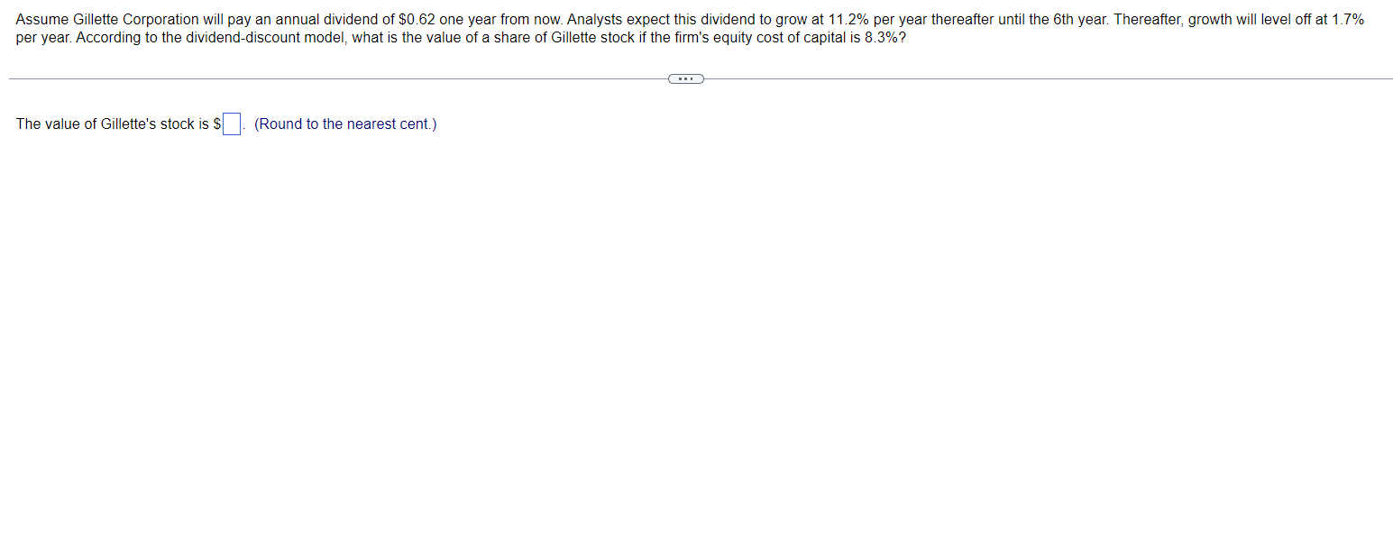 Solved per year. According to the dividend-discount model, | Chegg.com