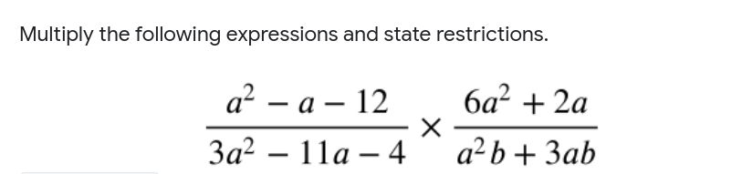 Solved Multiply the following expressions and state | Chegg.com