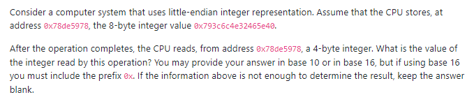 Solved Consider a computer system that uses little-endian | Chegg.com
