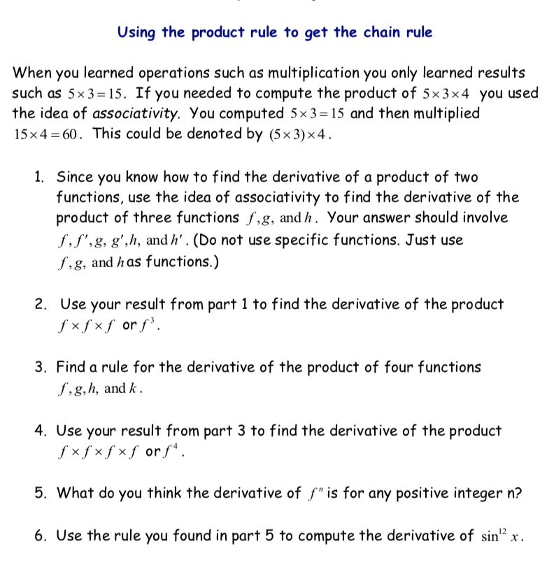 Solved Using the product rule to get the chain rule When you | Chegg.com