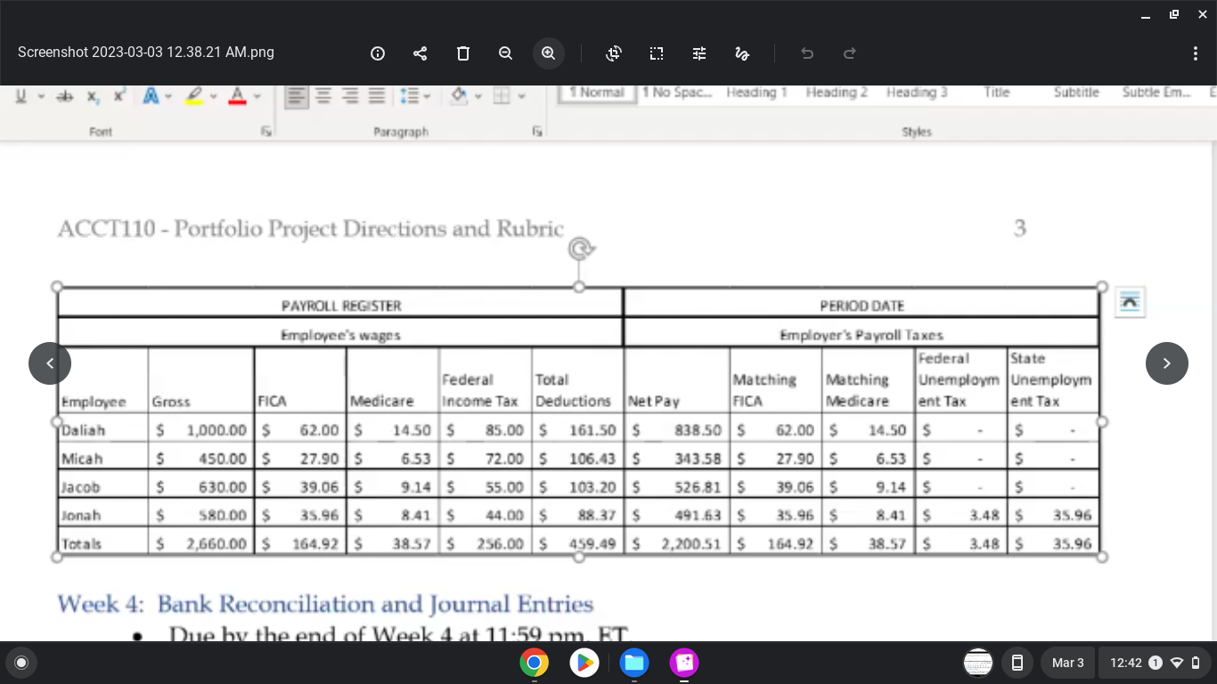 Solved ACCT110 - Portfolio Project Directions and Rubric (S) | Chegg.com
