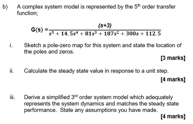 Solved b) A complex system model is represented by the 5th | Chegg.com