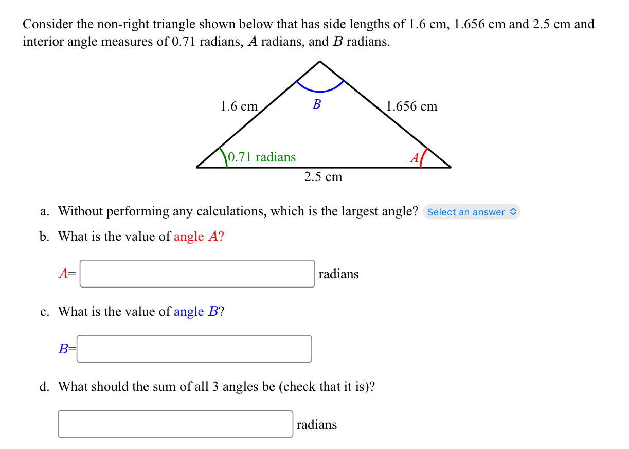Solved Consider the non-right triangle shown below that has | Chegg.com