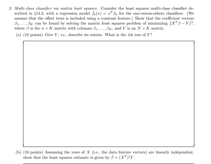 2. Multi-class classifier via matrix least squares. | Chegg.com