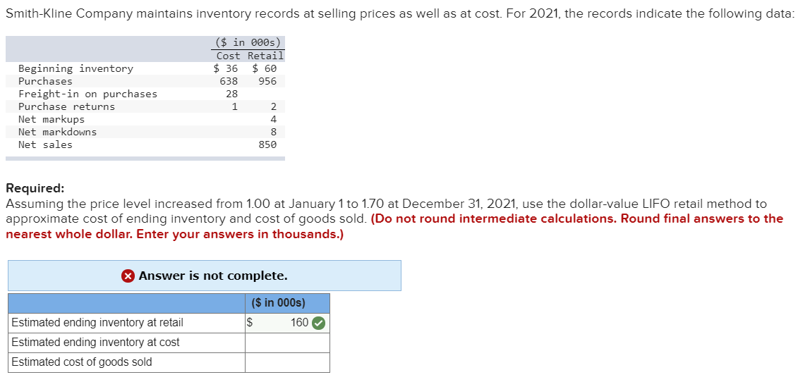 Solved Smith-Kline Company maintains inventory records at | Chegg.com