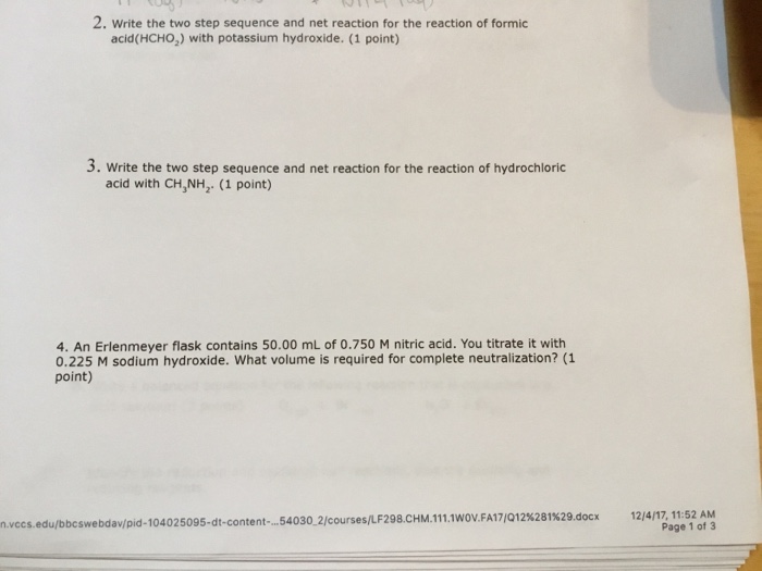 Solved write the two step sequence and net reaction of | Chegg.com
