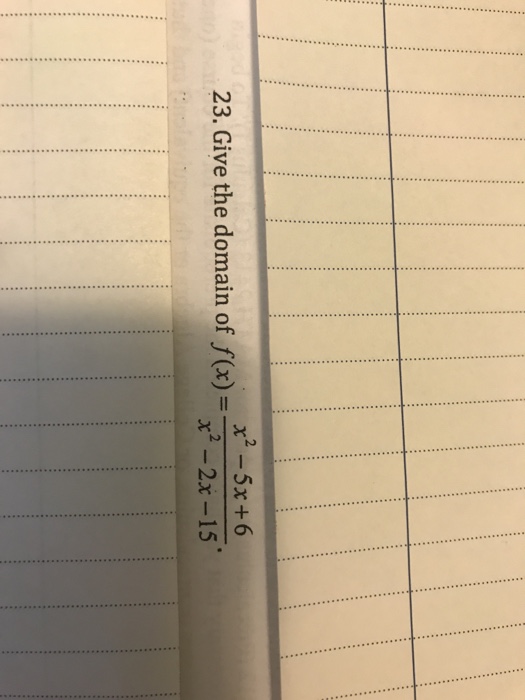Solved Give the domain of f(x) = x^2 - 5x + 6/x^2 - 2x - 15. | Chegg.com