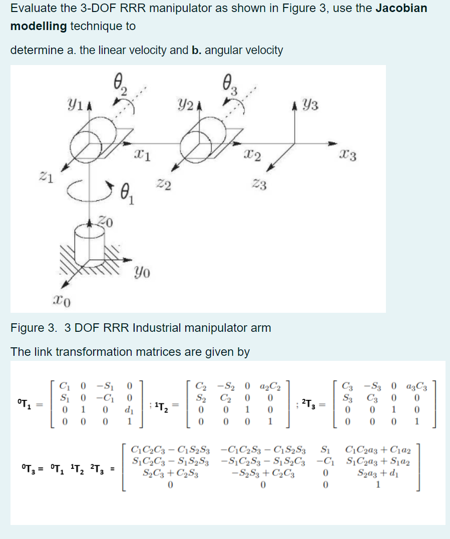 Solved Evaluate the 3-DOF RRR manipulator as shown in Figure | Chegg.com