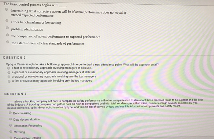 Solved The basic control process begins with determining | Chegg.com