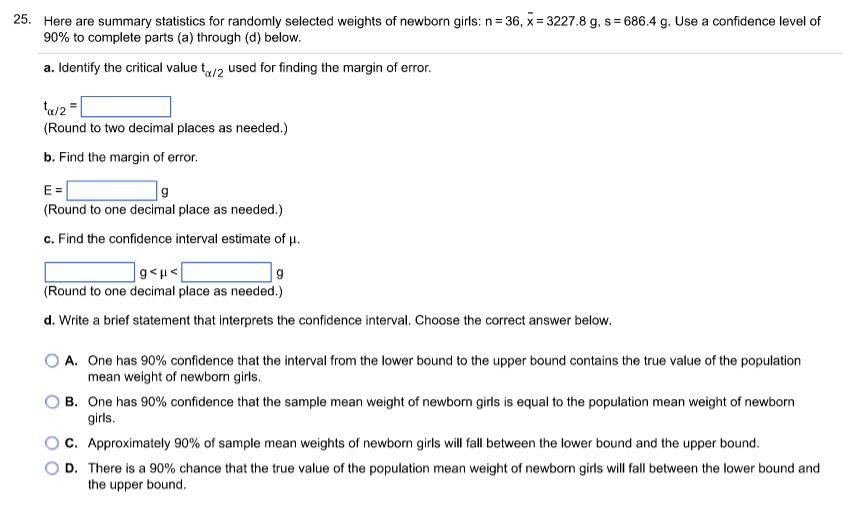 Solved 5. Here are summary statistics for randomly selected | Chegg.com