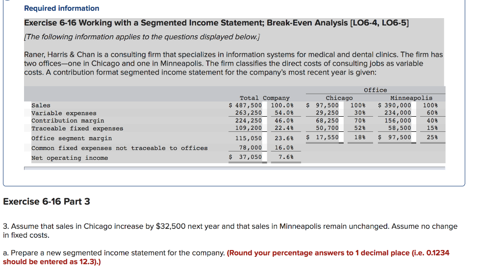 Solved Required information Exercise 6-16 Working with a | Chegg.com
