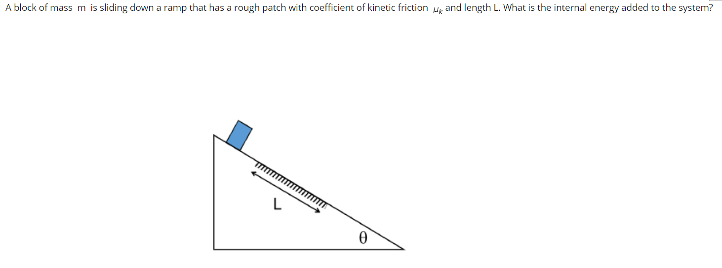 Solved A block of mass m is sliding down a ramp that has a | Chegg.com