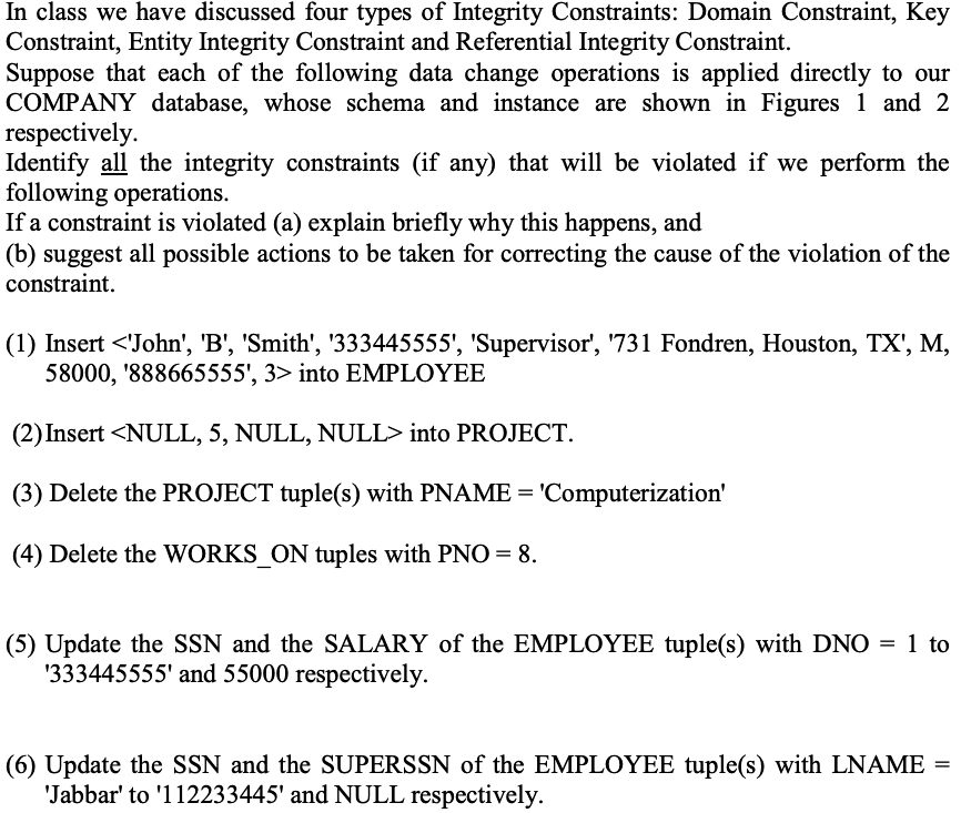 In class we have discussed four types of Integrity | Chegg.com