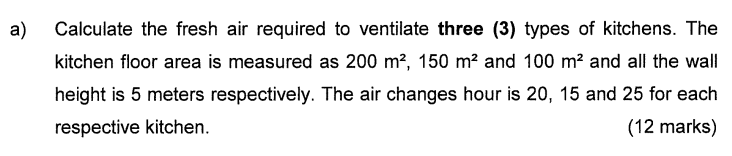 Solved a) Calculate the fresh air required to ventilate | Chegg.com