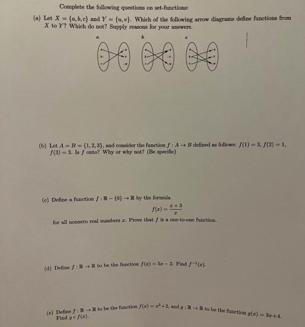 Solved Complete the following questions on set-functions: | Chegg.com