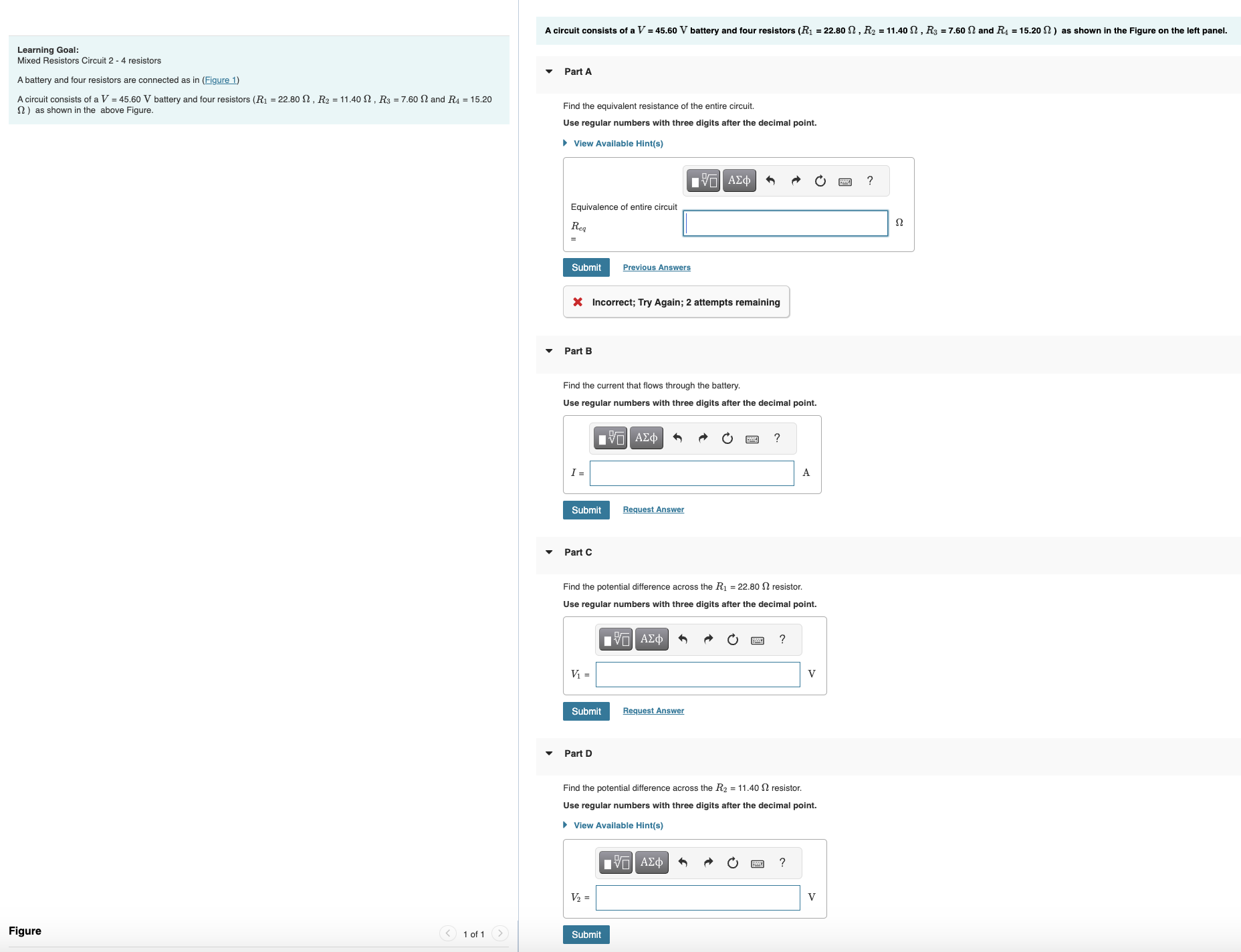 Solved Find the current through the R2=11.40Ω resistor. Use | Chegg.com