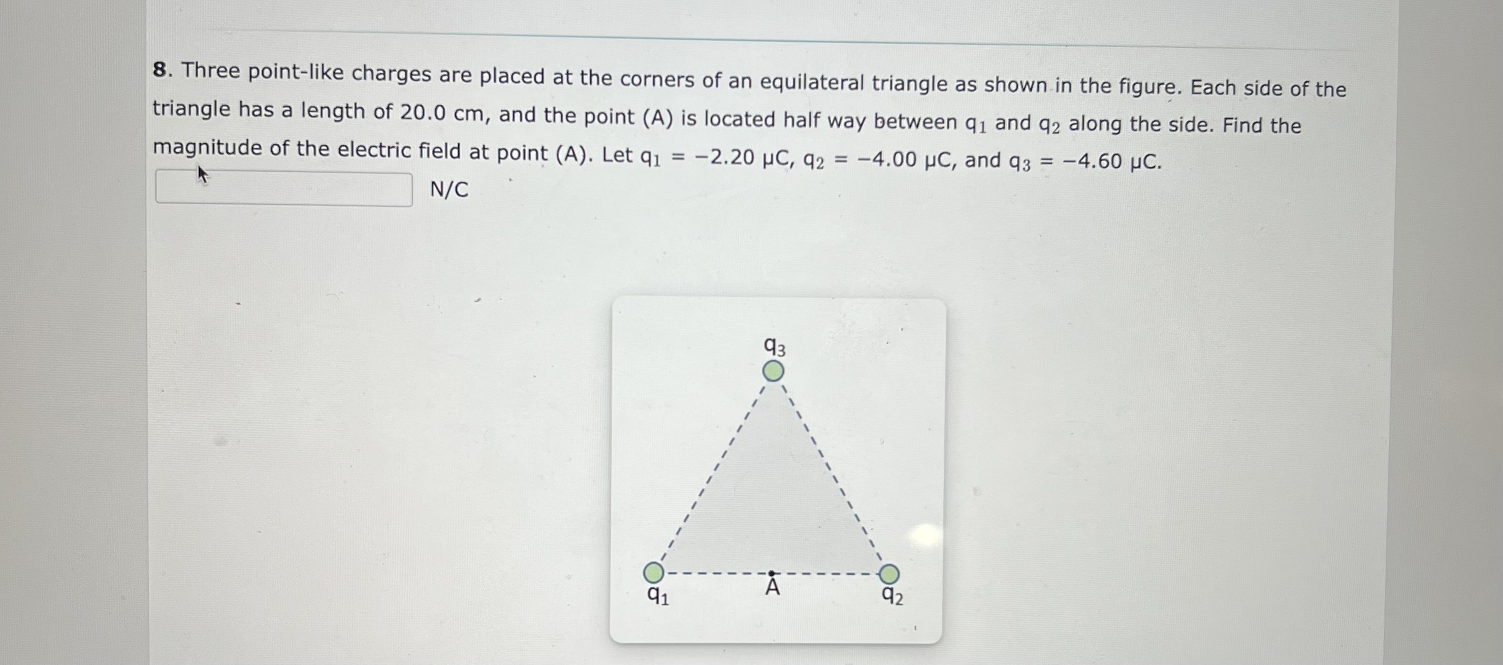 Solved Three point-like charges are placed at the corners of | Chegg.com