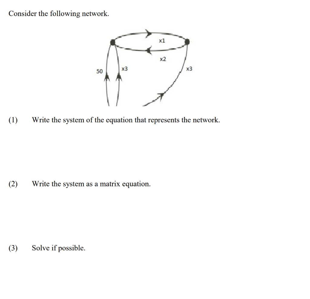 Solved Consider the following network. (1) Write the system | Chegg.com