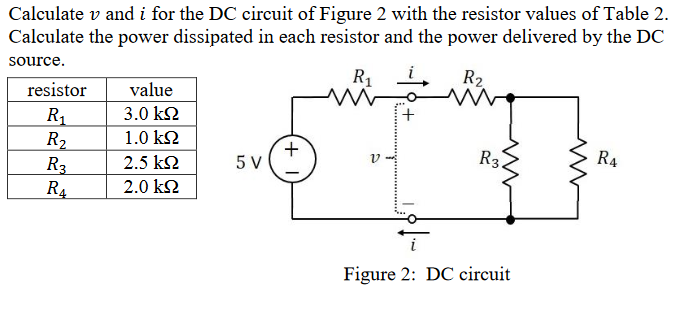 Solved Calculate v and i for the DC circuit of Figure 2 with | Chegg.com