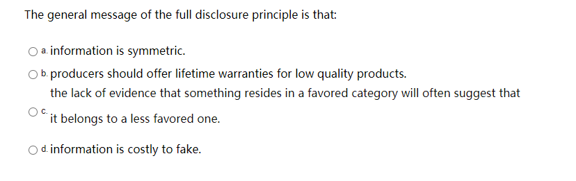 Solved The general message of the full disclosure principle | Chegg.com