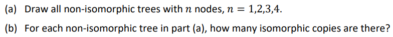 Solved (a) Draw all non-isomorphic trees with n nodes, n = | Chegg.com