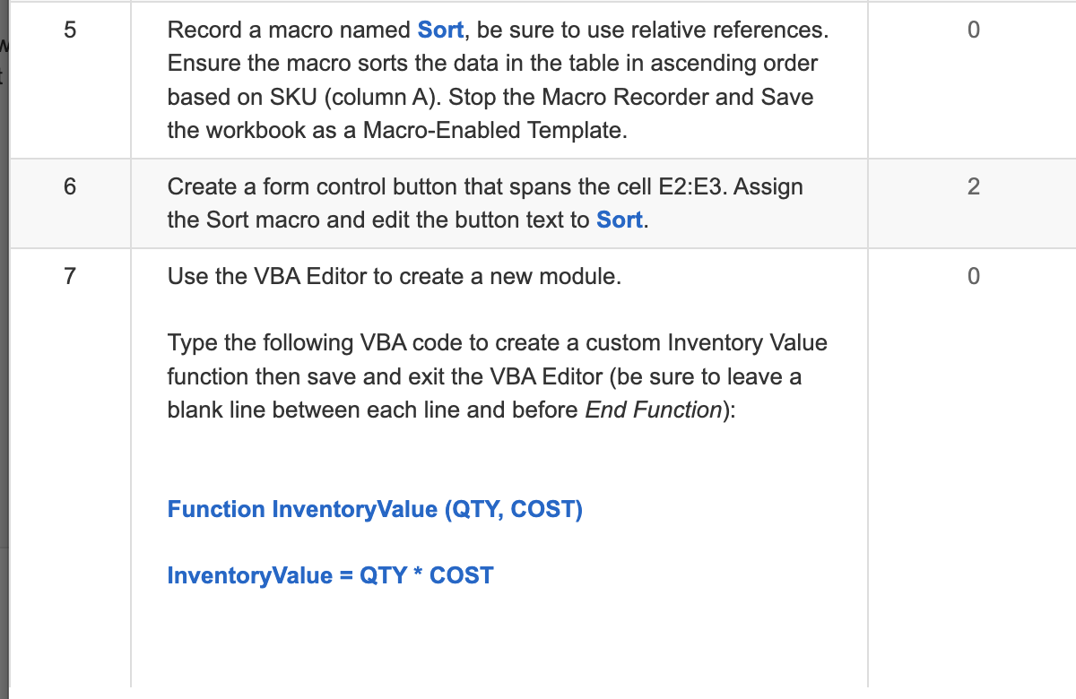 \begin{tabular}{|l|l|l} \hline 5 & Record a macro | Chegg.com
