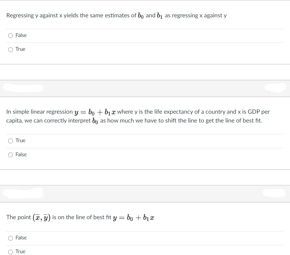 Solved Regressing y against x yields the same estimates of | Chegg.com