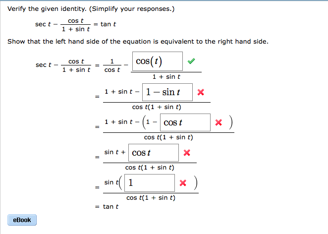 Solved Verify the given identity. (Simplify your responses.) | Chegg.com