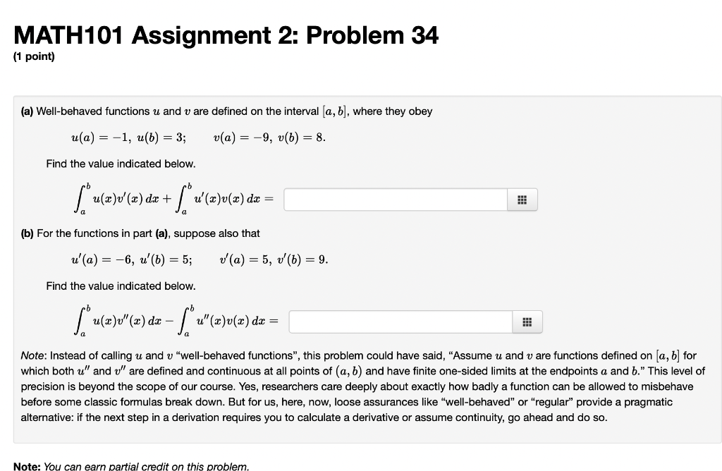 Solved MATH101 Assignment 2: Problem 34 (1 point) (a) | Chegg.com