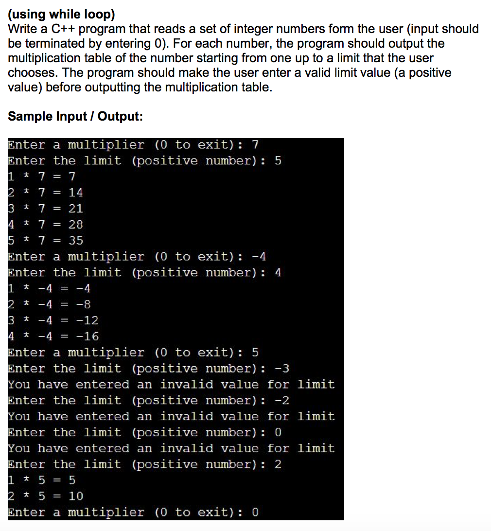 Solved (using while loop) Write a C++ program that reads a | Chegg.com