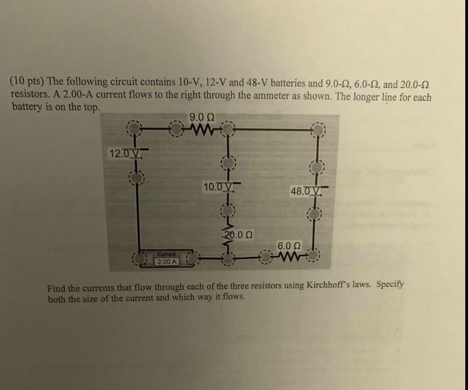 Solved (10 pts) The following circuit contains 10−V,12−V and | Chegg.com