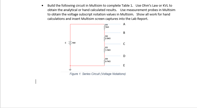 Solved Build the following circuit in Multisim to complete | Chegg.com