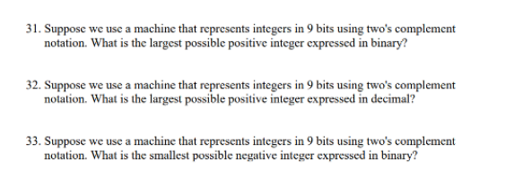 Solved 31. Suppose we use a machine that represents integers | Chegg.com