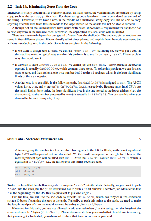 Please help me in this SEED lab (Shellcode | Chegg.com