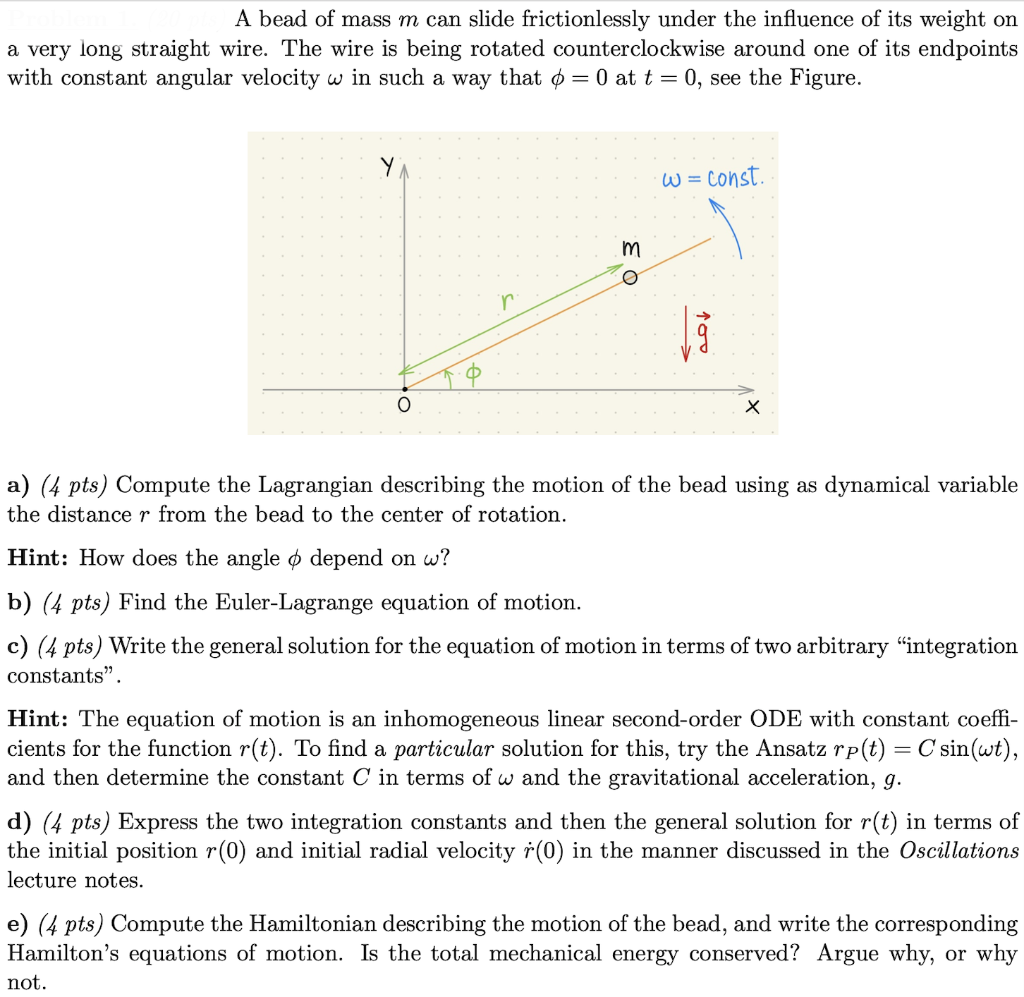 Solved A bead of mass m can slide frictionlessly under the | Chegg.com