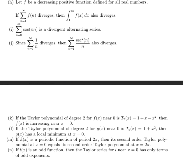 Solved (h) Let f be a decreasing positive function defined | Chegg.com