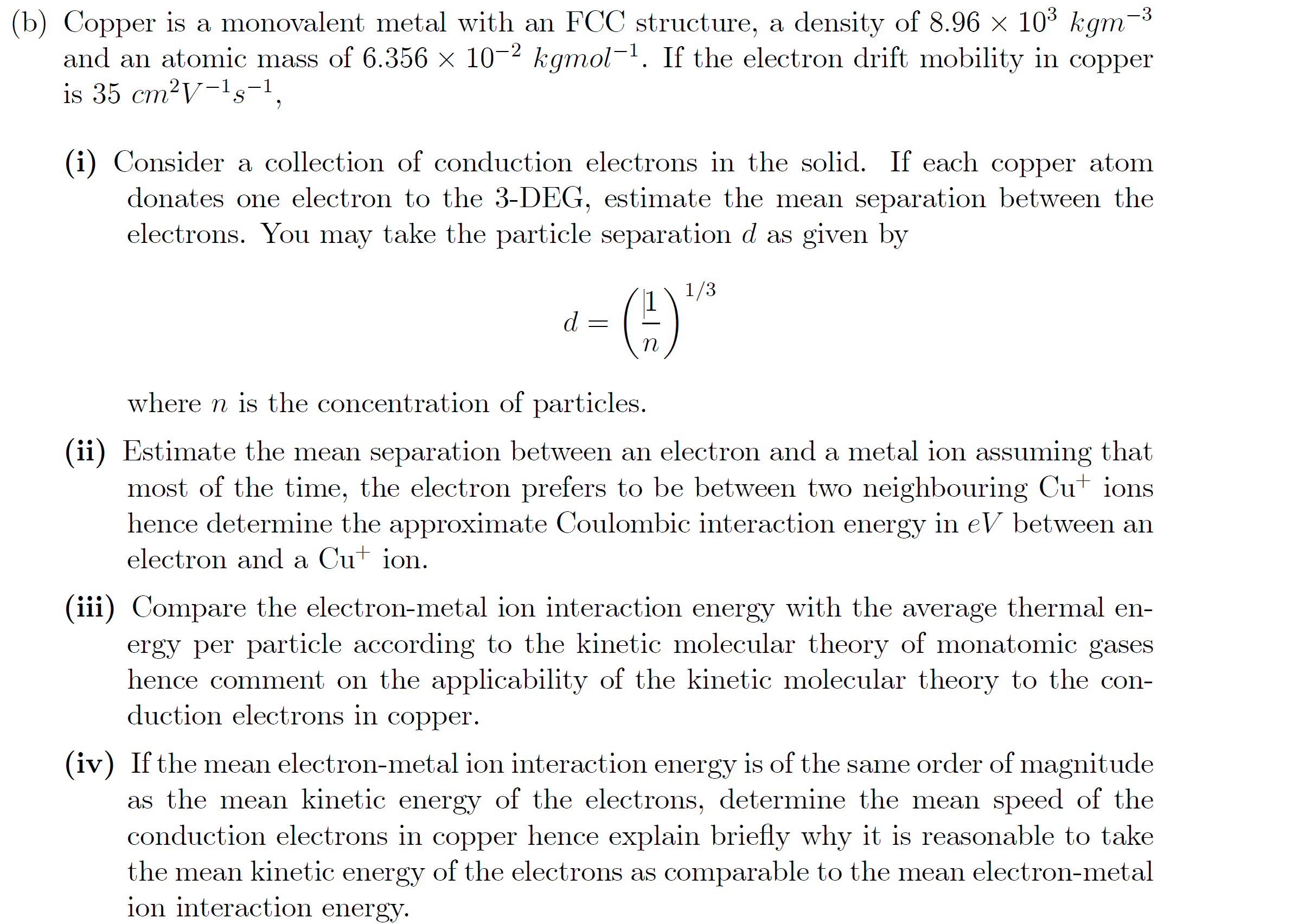 Solved (b) ﻿Copper is ﻿a monovalent metal with an FCC | Chegg.com