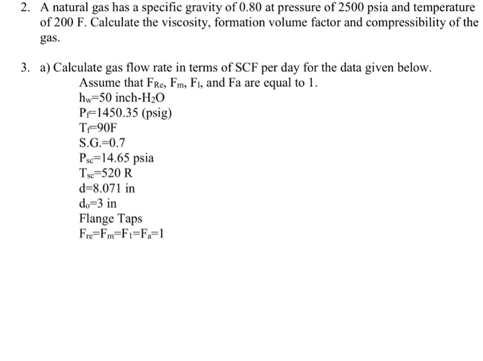 2. A natural gas has a specific gravity of 0.80 at | Chegg.com