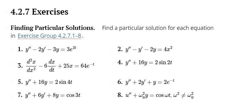 Solved Finding Particular Solutions. Find a particular | Chegg.com