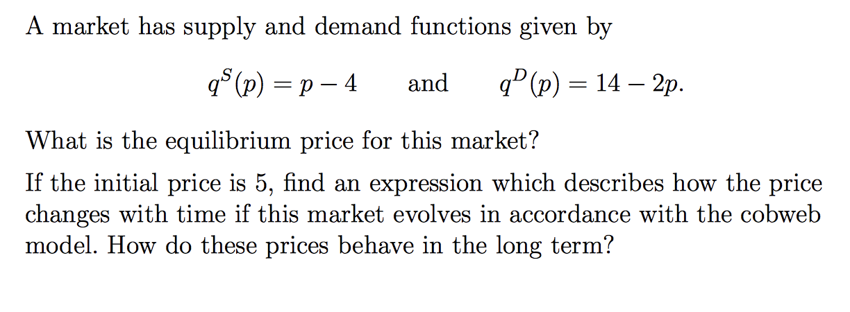 Solved A market has supply and demand functions given by q$ | Chegg.com