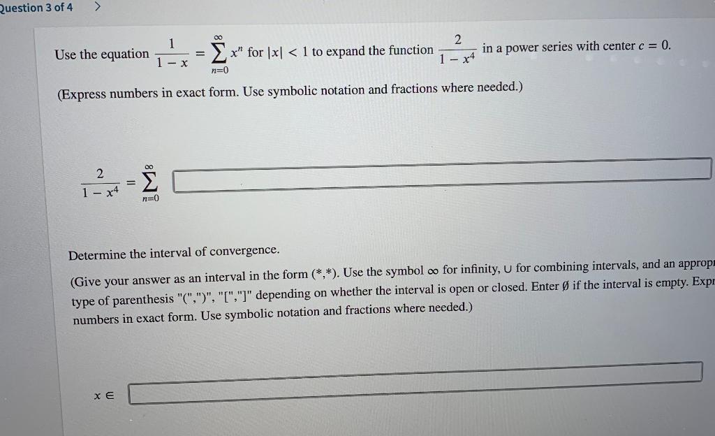 Solved Use the equation 1−x1=∑n=0∞xn for ∣x∣