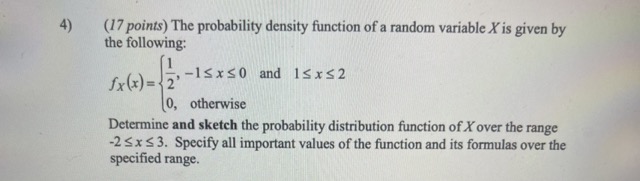 Solved (17 points) The probability density function of a | Chegg.com