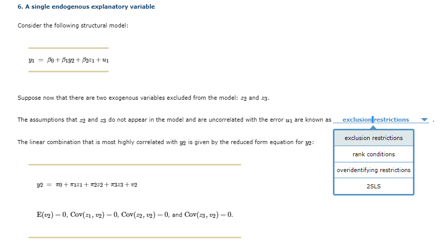 Solved 6. A single endogenous explanatory variable Consider | Chegg.com