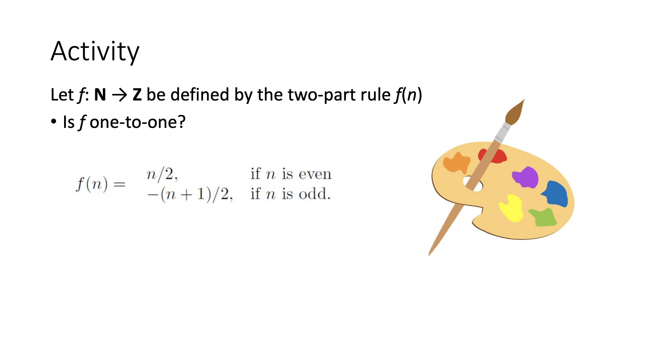 Solved Let f:N→Z be defined by the two-part rule f(n - Is f | Chegg.com