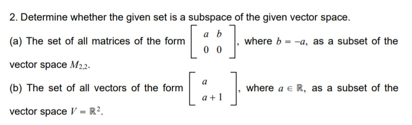 Solved Determine whether the given set is a subspace of the | Chegg.com