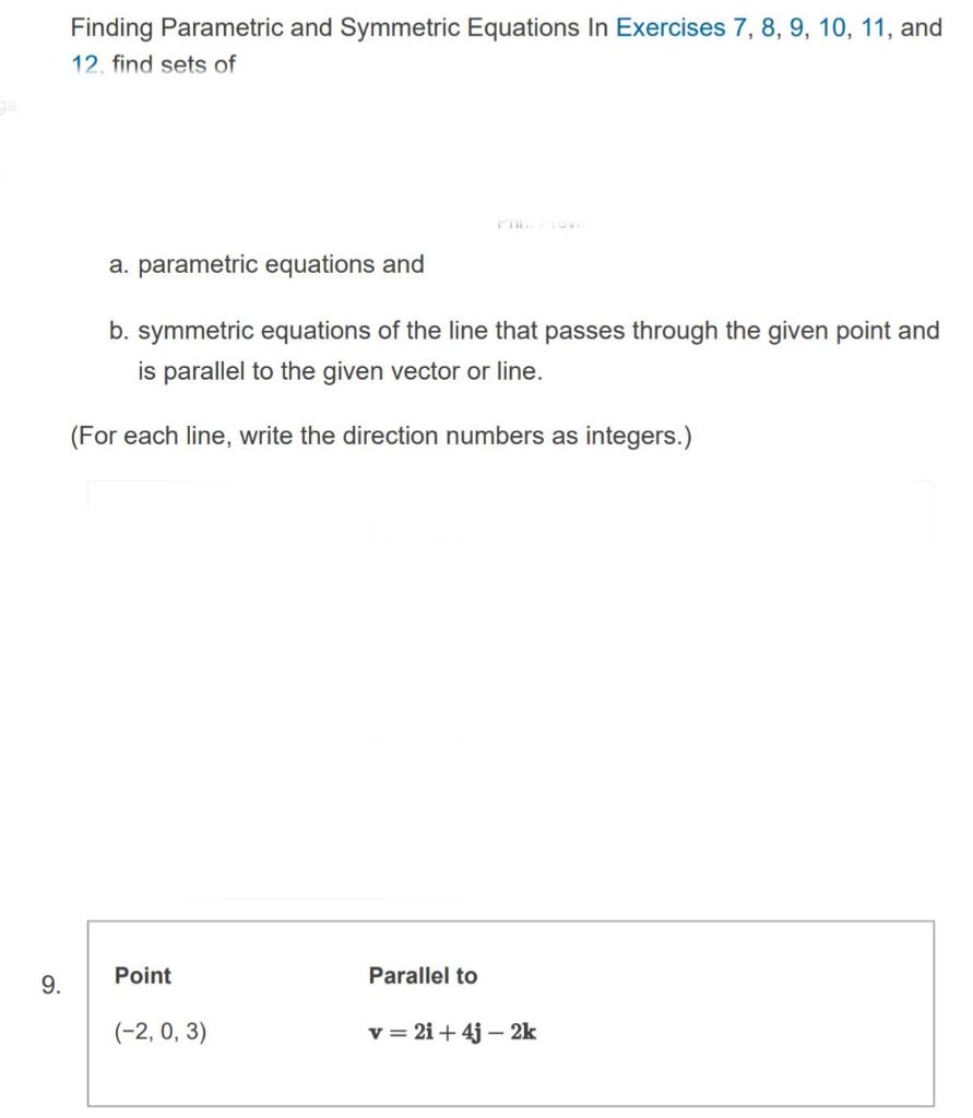 Solved Finding Parametric and Symmetric Equations In | Chegg.com